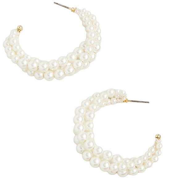 J Crew Pearl Hoop Earrings